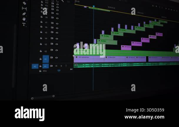 Video editing timeline in Adobe Premiere Pro interface, close-up of ...