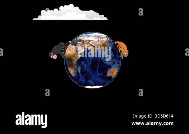 Rotating Earth animation with wild animals appearing one by one from ...
