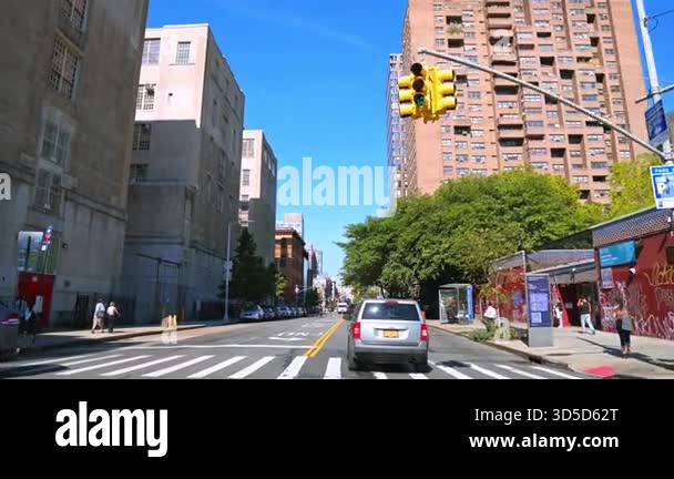 New York, USA, 9 August 2025: Residential towers and city streets in ...