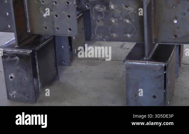 Steel structures, metalwork, and welding. Large steel components in an ...