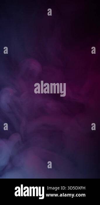 Vertical video. Smoke swirl. Paint vapor. Blue purple color steam ...