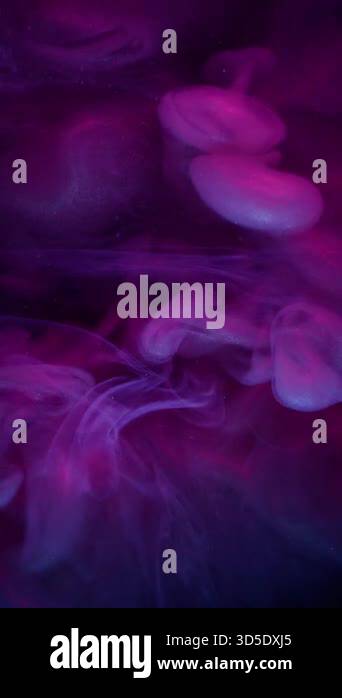Vertical video. Color fog. Pigment wave. Neon purple violet paint haze ...