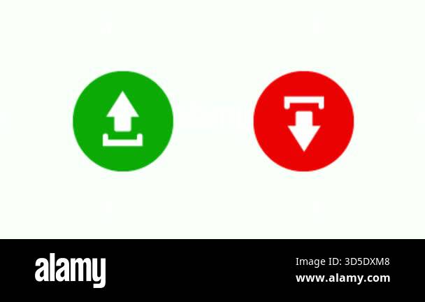 Green Up Arrow and Red Down Arrow Icons Animation Representing Upload ...