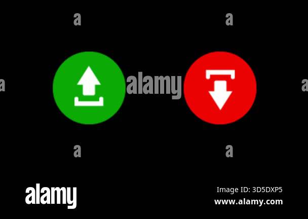 Green Up Arrow and Red Down Arrow Icons Animation on Black Background ...