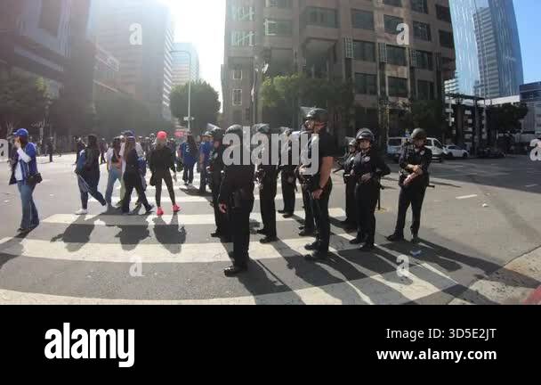Los Angeles, California, USA, November 3, 2025 Police officers stand ...