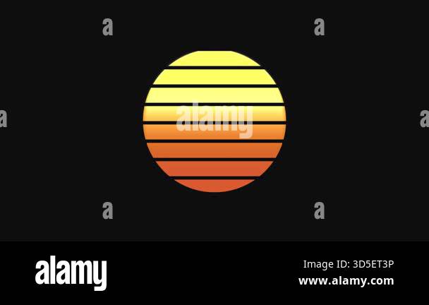 80s Retro animation glowing neon sun in a seamless loop on black ...