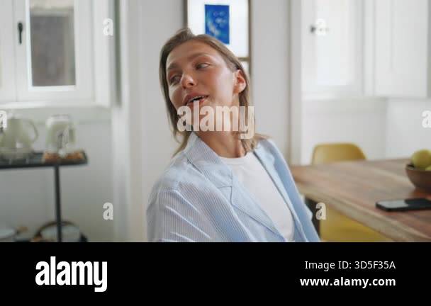 Wife tasting home food in kitchen closeup. Chef husband cooking family ...