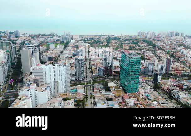 Aerial Drone View of the Coastal City of Lima, Peru from Above Stock ...