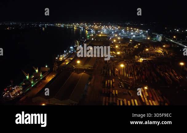 Night view of port of chattogram. Chittagong Port is the lifeline of ...