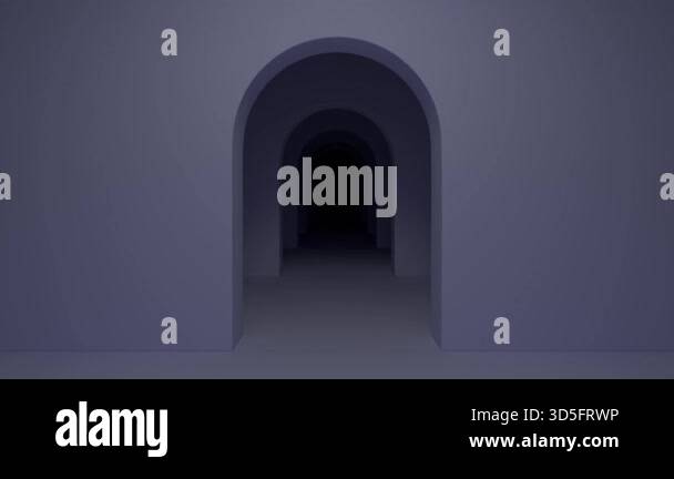A digital rendering of a wall arc tunnel. Glowing arcs light illuminate ...