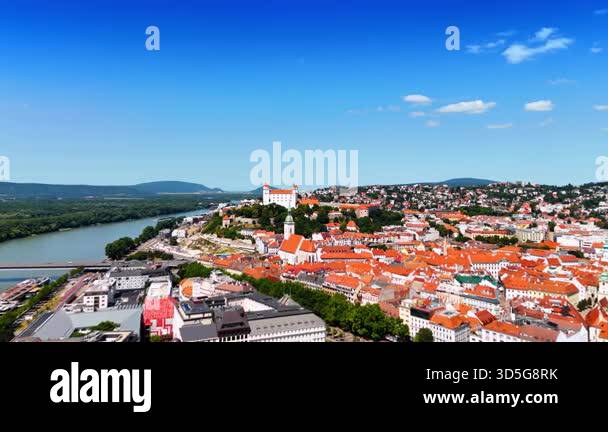Beautiful sunny cityscape of the old town of Bratislava, Slovakia ...