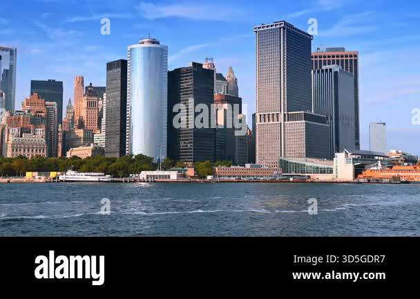 Old-fashioned and modern high-rises seen from the waterscape of the ...