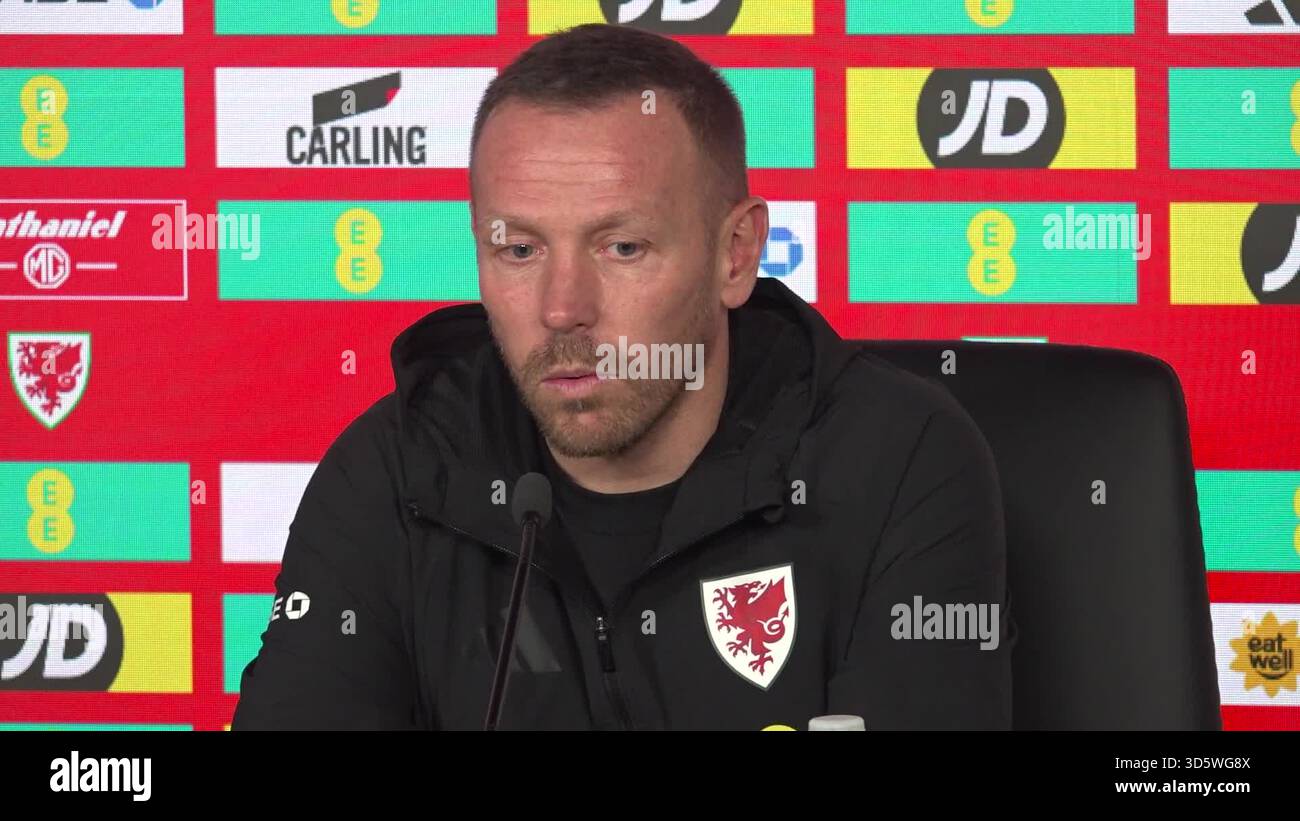 Wales v North Macedonia: Craig Bellamy press conference - full Stock ...