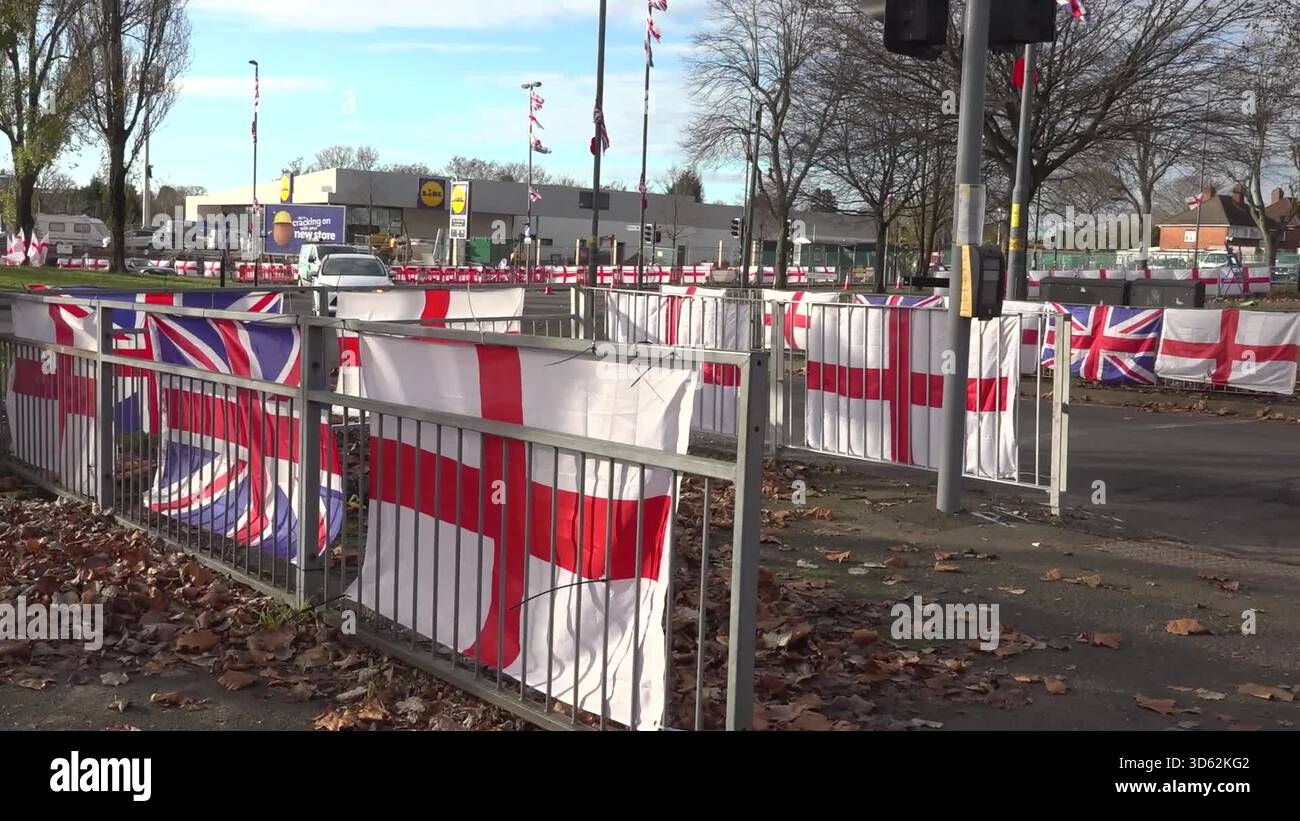 Flags appear at Birmingham roundabout Stock Video Footage - Alamy