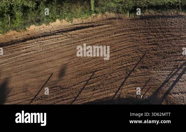 Aerial view of a dirt track, showcasing winding paths perfect for ...