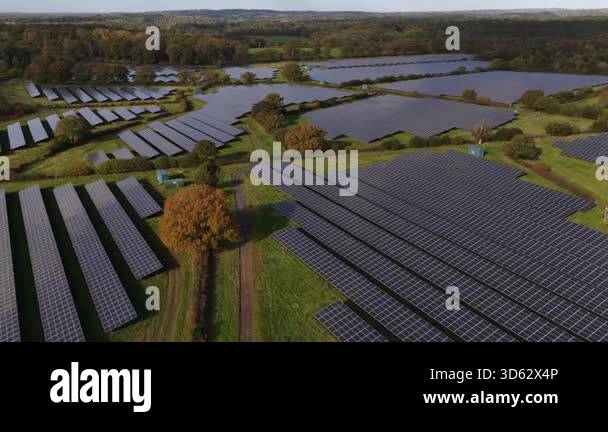 Solar panels in the english countryside. Renewable energy from the sun ...