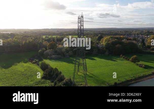 Power mast for high voltage electricity cables. Electricity network ...