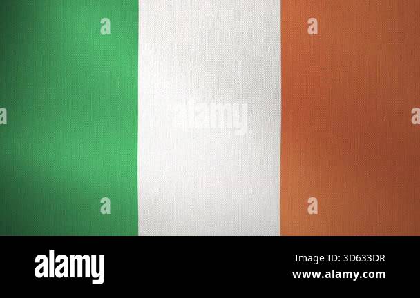 Ireland flag flutters in the wind. looped animation. Background ...