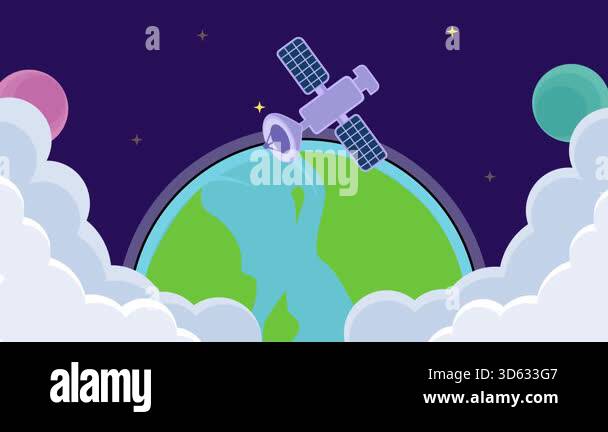 satellite at outer space vector animation backgrounds video . aerospace ...