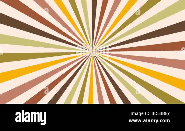 Vibrant retro 70s sunburst animation featuring rotating colourful rays ...