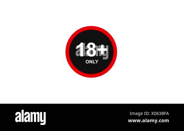 Animated 18+ age restriction badge with flashing circle and text on ...