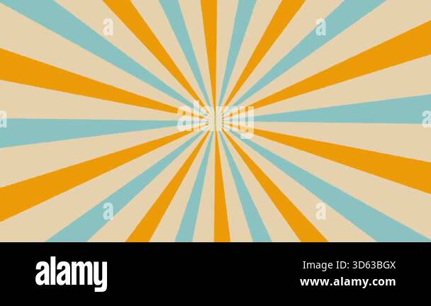 Vibrant retro rotating sunburst animation with warm beige, orange, and ...