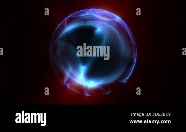 A bright, glowing sphere, consisting of particles and energetic dynamic ...