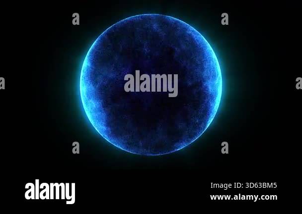 A bright, glowing sphere, consisting of particles and energetic dynamic ...