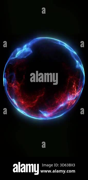 A bright, glowing sphere, consisting of particles and energetic dynamic ...