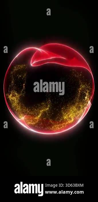 A bright, glowing sphere, consisting of particles and energetic dynamic ...