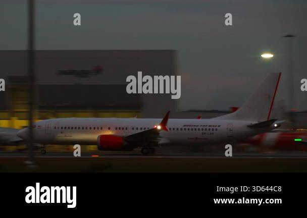 KUALA LUMPUR, MALAYSIA - JANUARY 14, 2025: Commercial jet plane Boeing 737-8 MAX, 9M-LRP of ...