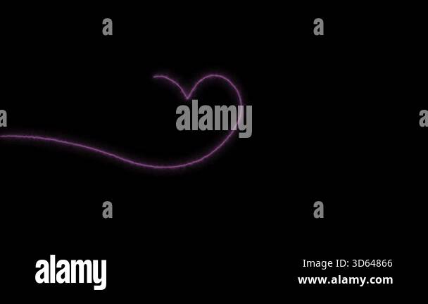 Mesmerizing pink electric heart icon animation with sparkles on a black ...