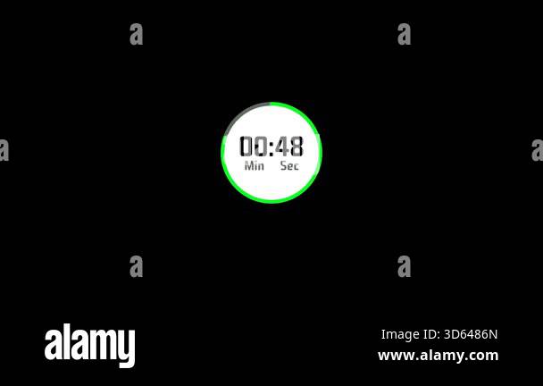 Animated one minute countdown timer with a circular progress bar and digital display Stock Video ...