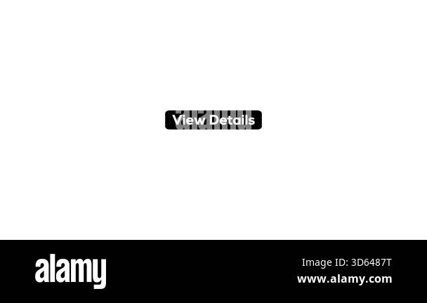 Animated view details button isolated on white background, black rounded rectangle shape in 4k ...