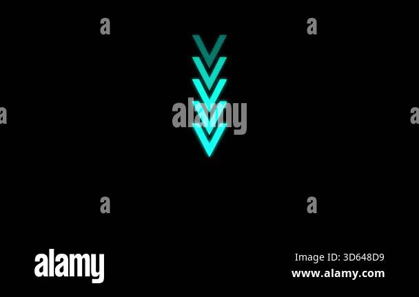 Animated downward directional arrow loop with subtle glow effect for ...