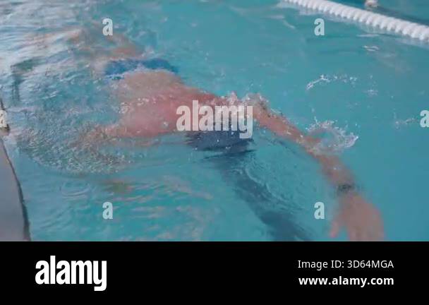 Professional Swimmer Participating in Swim Pool Meet. Freestyle Stroke ...
