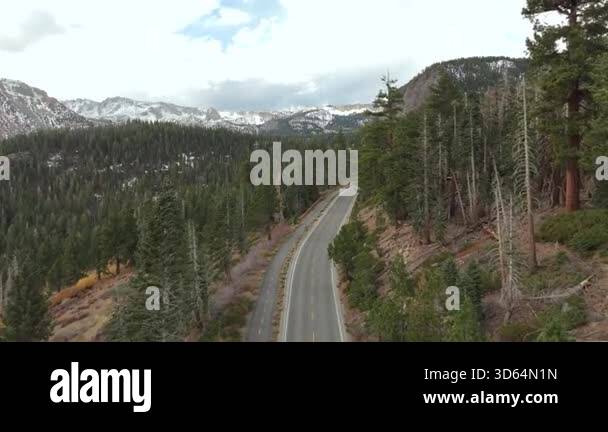 Mammoth Lakes, California - Aerial drone view of a scenic mountain ...
