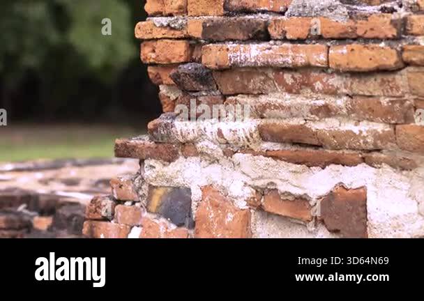 Old rustic brick wall with rough texture, cracks, antique brown brick ...