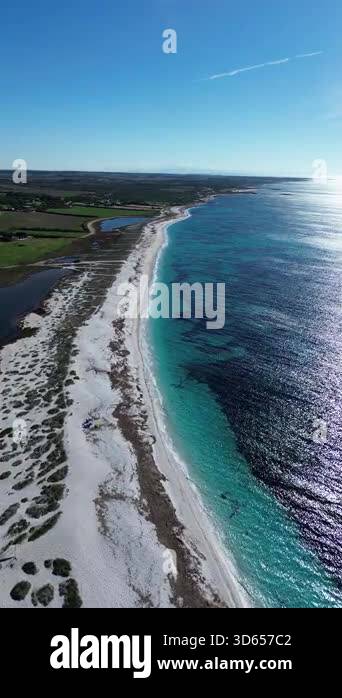Mari Ermi White Quartz Beach and Clear Sea Drone Landscape Stock Video ...