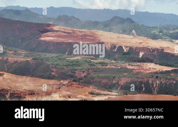 Forest shade of red color. Nickel mining in open area. Mindanao ...