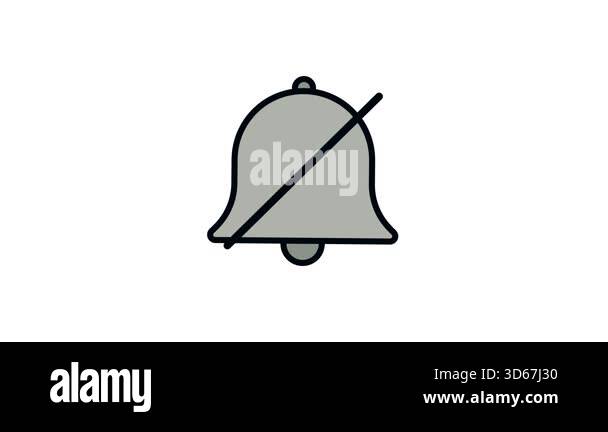 Bell with slash icon symbolizing notifications off sound mute or silent ...