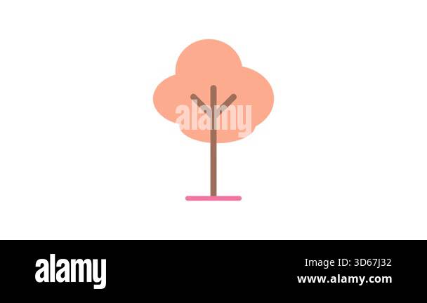 Minimalist cartoon tree with orange fluffy canopy and straight brown ...