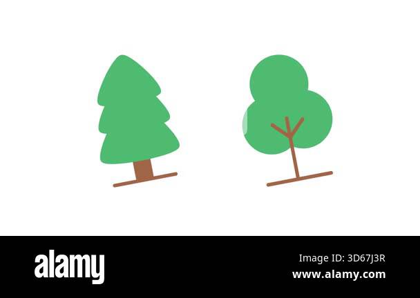 Clean flat design of two different tree shapes, featuring an evergreen ...