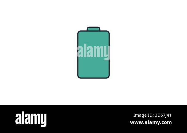Minimalist full battery graphic in green color with thick border and ...