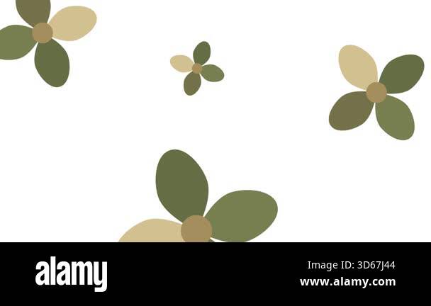 Flat design abstract flowers in olive and beige colors representing ...