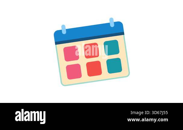 Modern flat design calendar graphic with bold blue upper section, teal ...