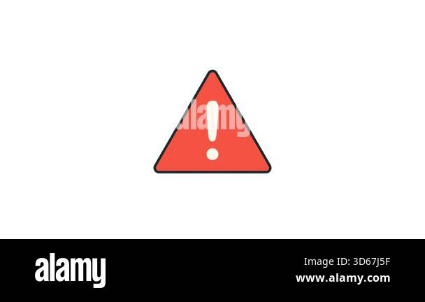 Simple flat design of triangular warning sign in red orange color with ...