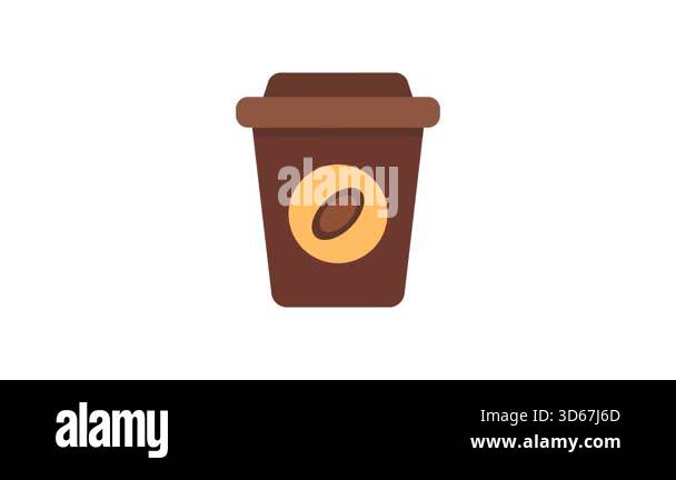 Stylized to-go coffee cup graphic showing warm colors and bean emblem ...