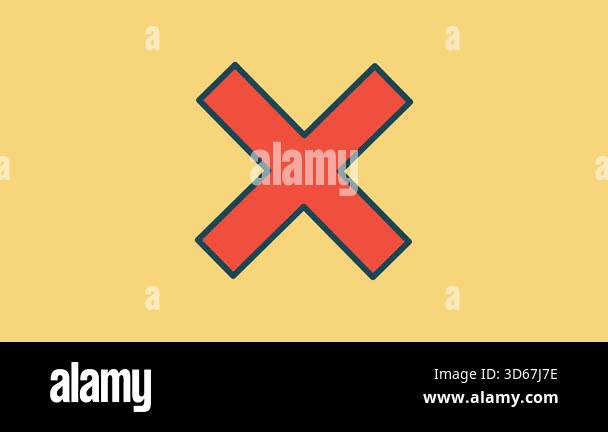 Flat style graphic showing oversized red error cross outlined in dark ...