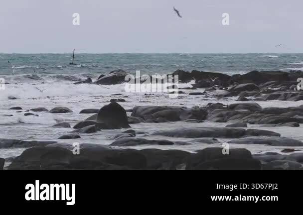 Waves splash from a moving boat on the Atlantic Ocean off Northern ...